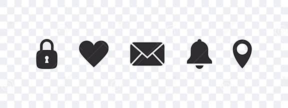 Notification and Geolocation Icons. Functional Web Icons Stock Vector ...