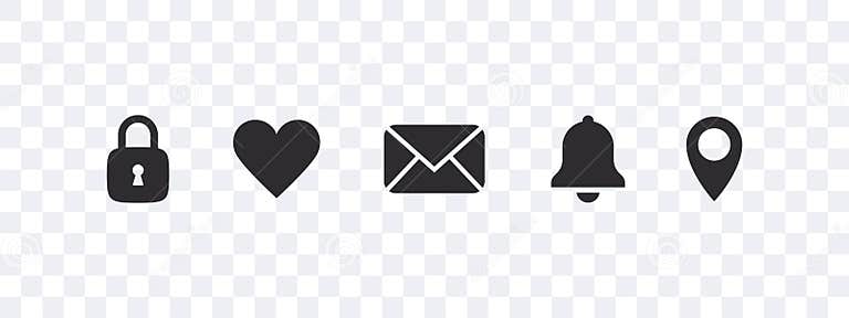 Notification and Geolocation Icons. Functional Web Icons Stock Vector ...