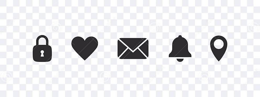 Notification and Geolocation Icons. Functional Web Icons Stock Vector ...