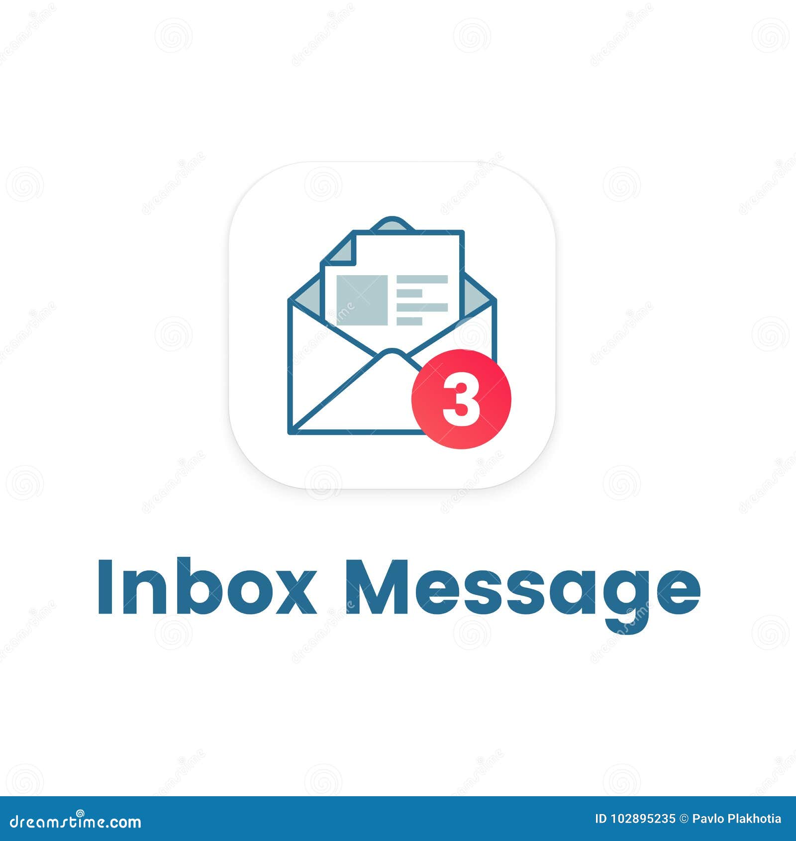 Notification Icon on Open Letter. Stock Vector - Illustration of chat ...