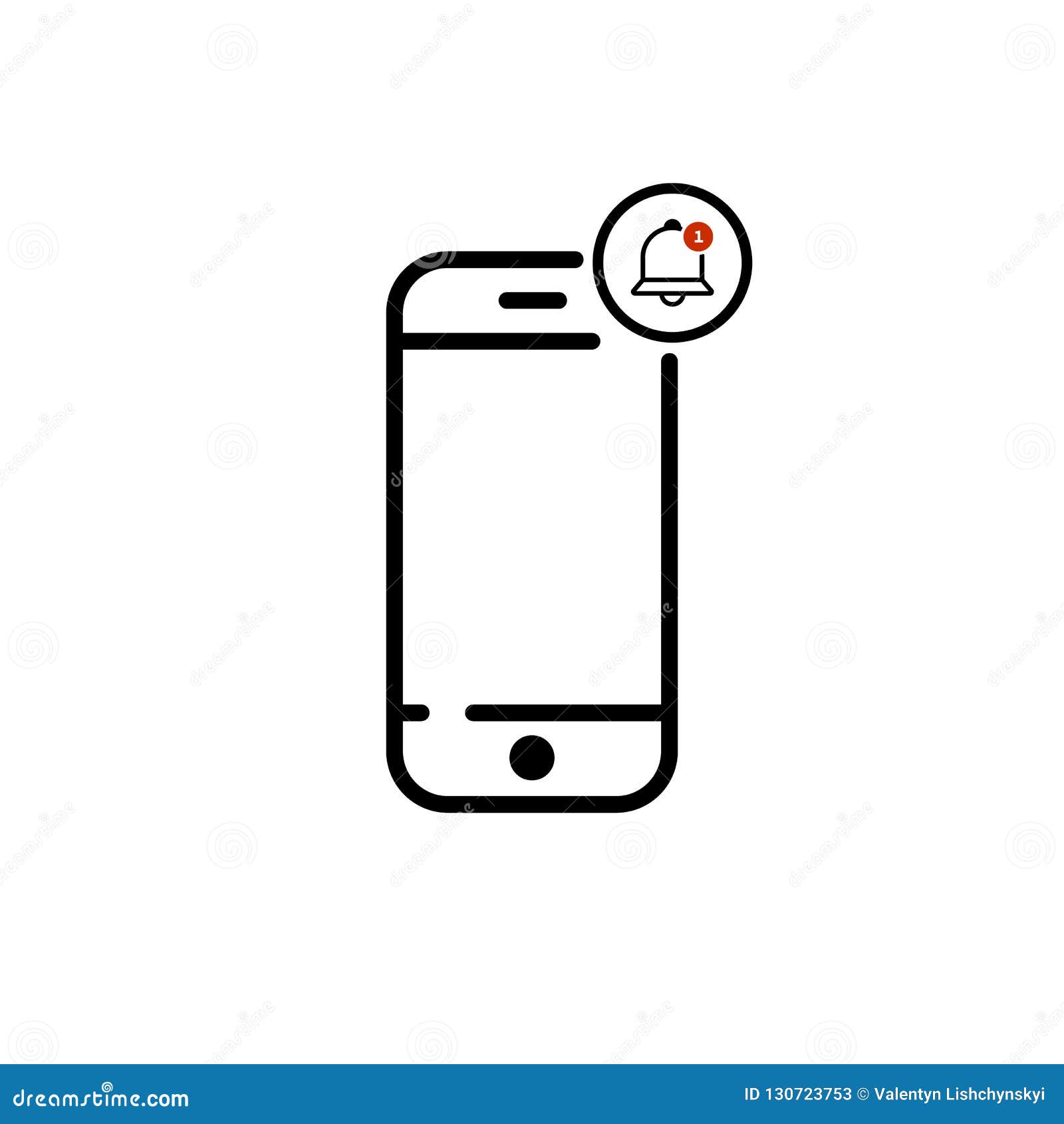 Notification Icon on the Phone Screen. Vector Symbol Stock Illustration ...