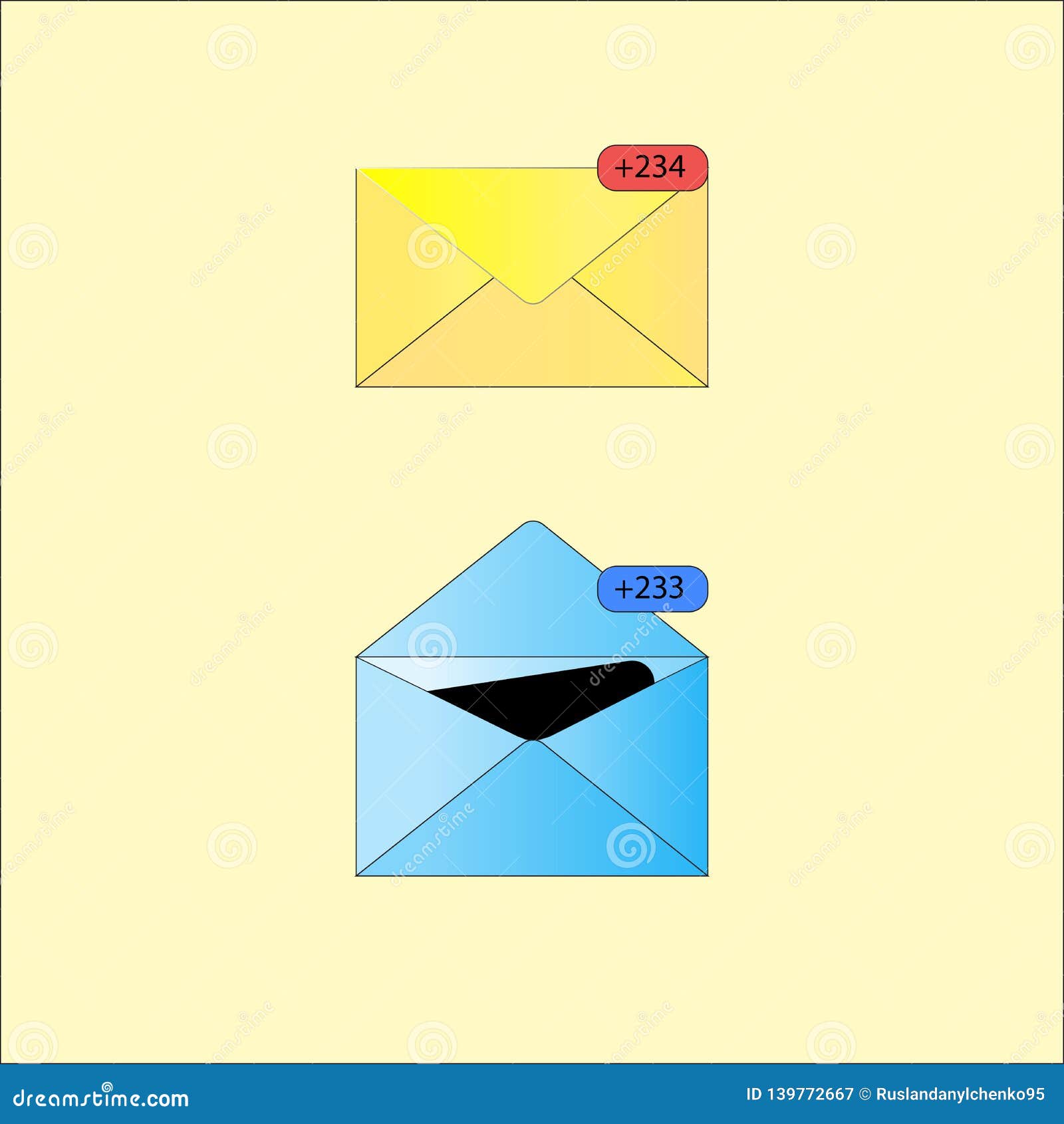 Notification Icon Speech Bubble In Open Letter. Concept Of Ui, Red ...