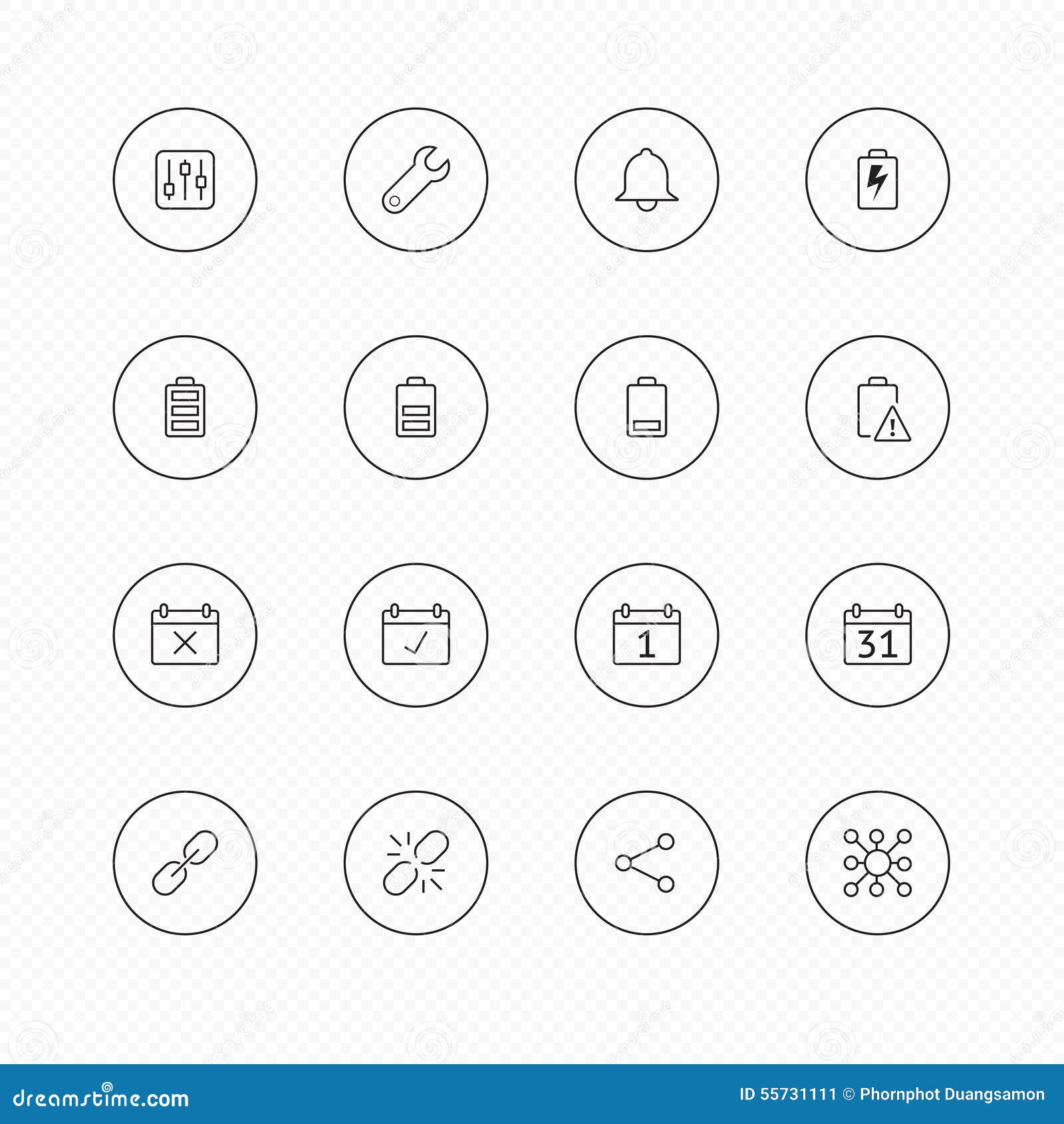 Notification Icons with Circle on White Background - Vector ...