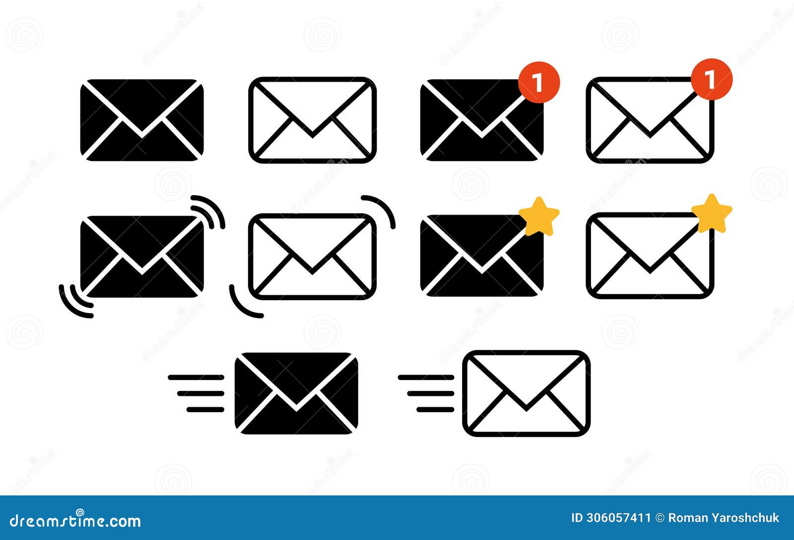 Notification Icons. Message Signs Set Stock Vector - Illustration of ...