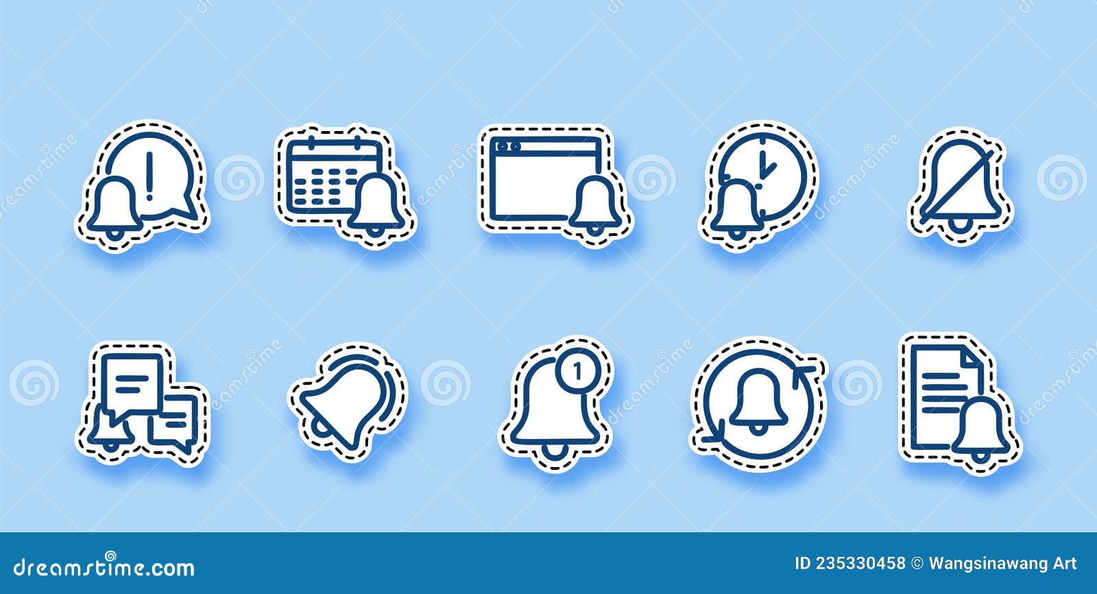 Notification Line Art Sticker Vector Illustration Isolated Background ...
