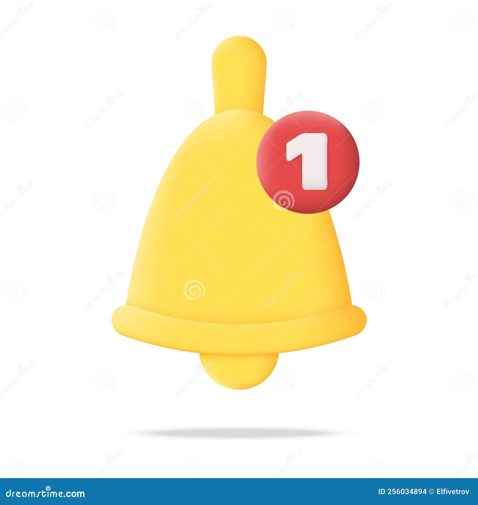 Notification Message Bell, Yellow Bell 3D Icon Stock Vector ...