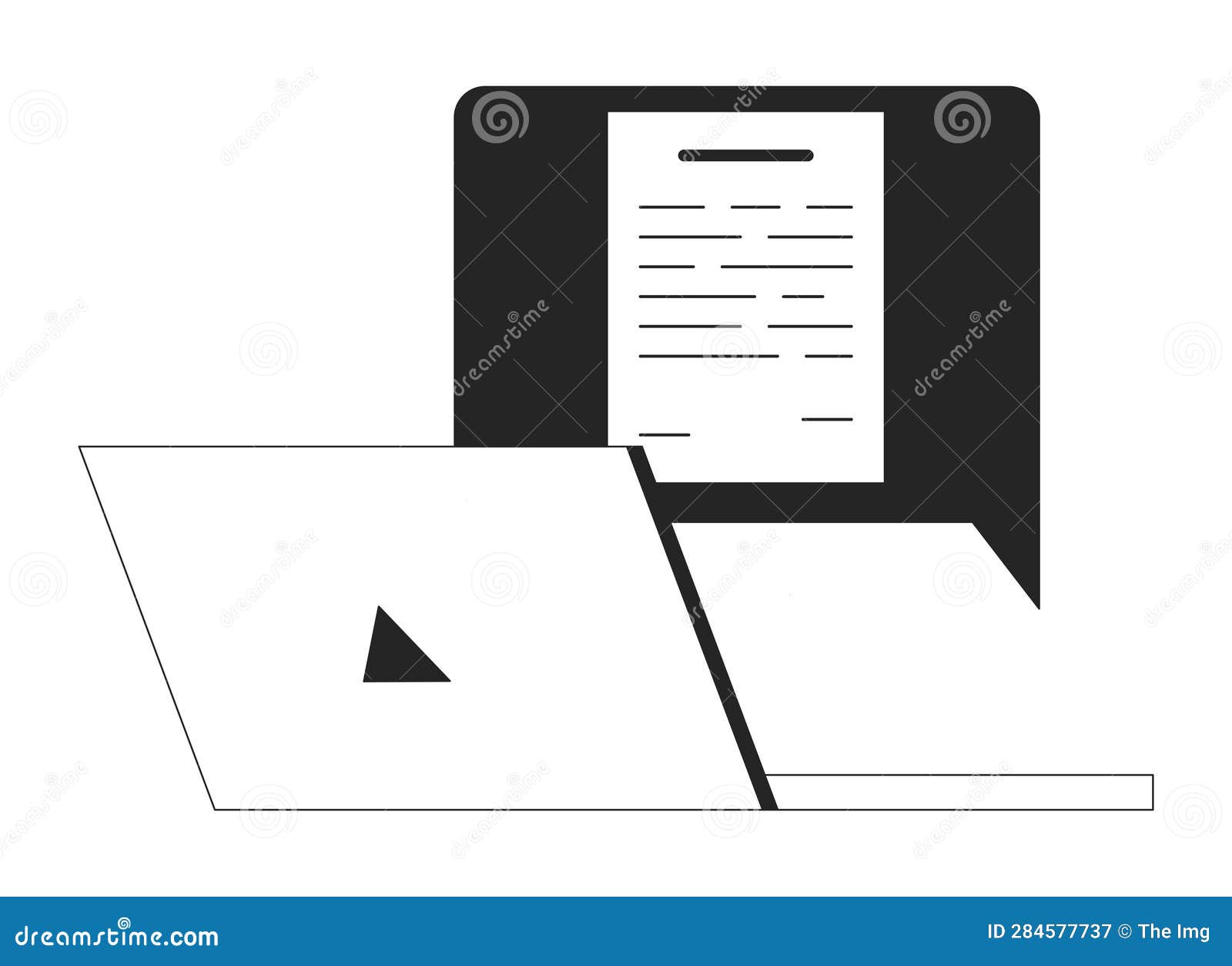 Notification Message on Laptop Flat Monochrome Isolated Vector Object ...