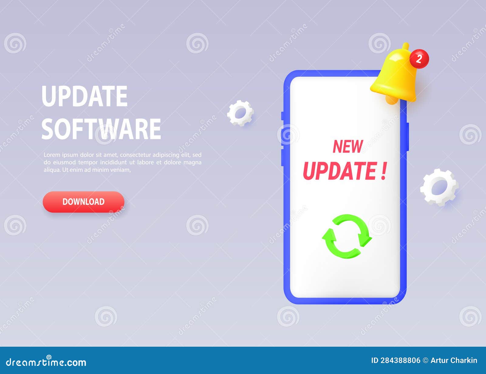 Notification of a New Mobile App Update. Smartphone System Download and ...