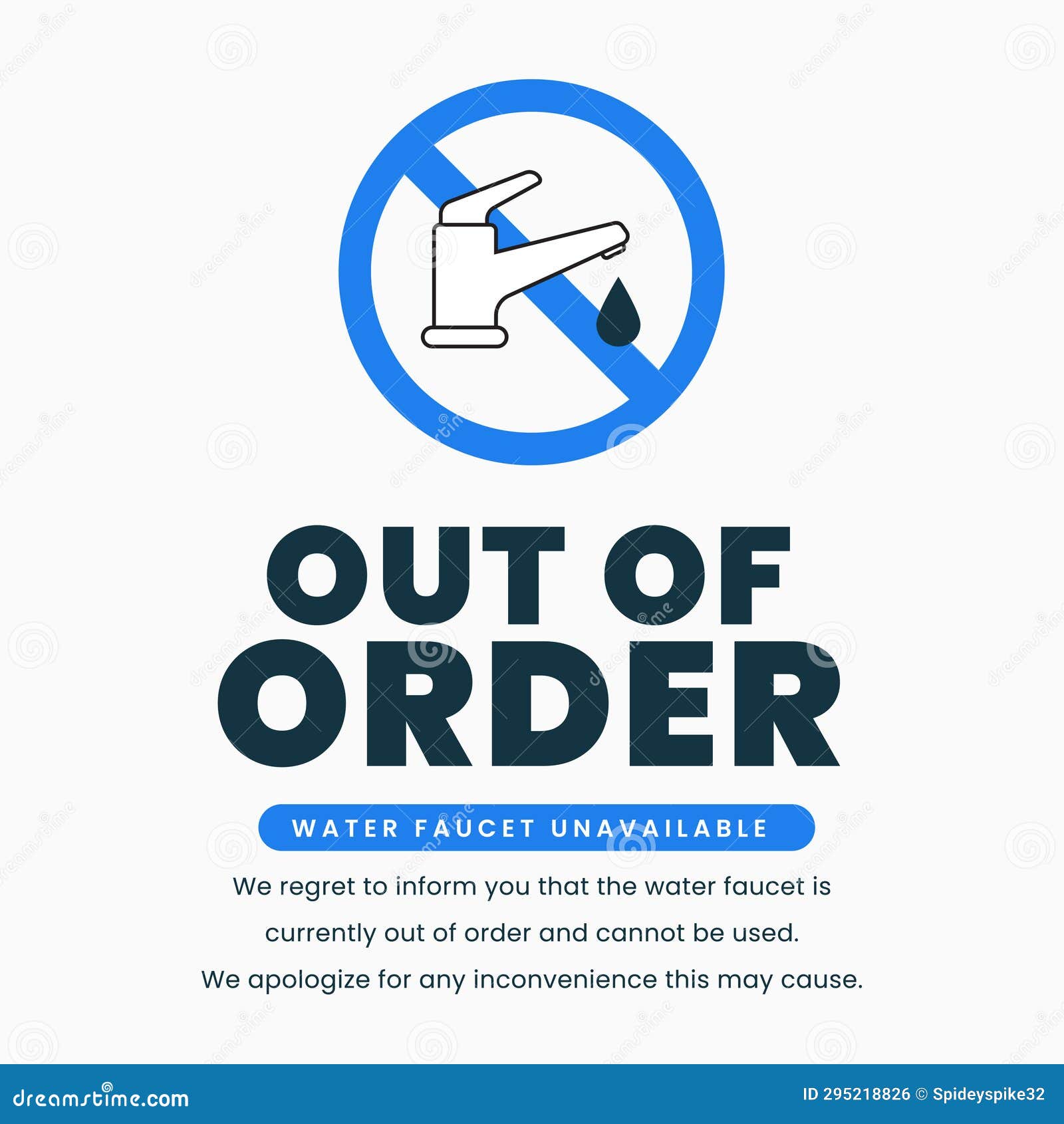 Notification about Out of Order. the Broken Water Faucet Stock Vector ...