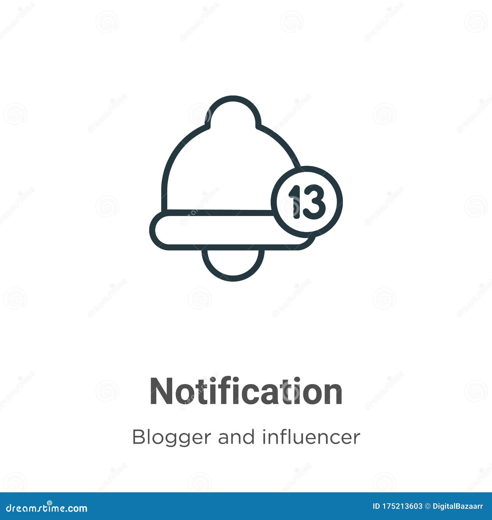 Notification Outline Vector Icon. Thin Line Black Notification Icon ...