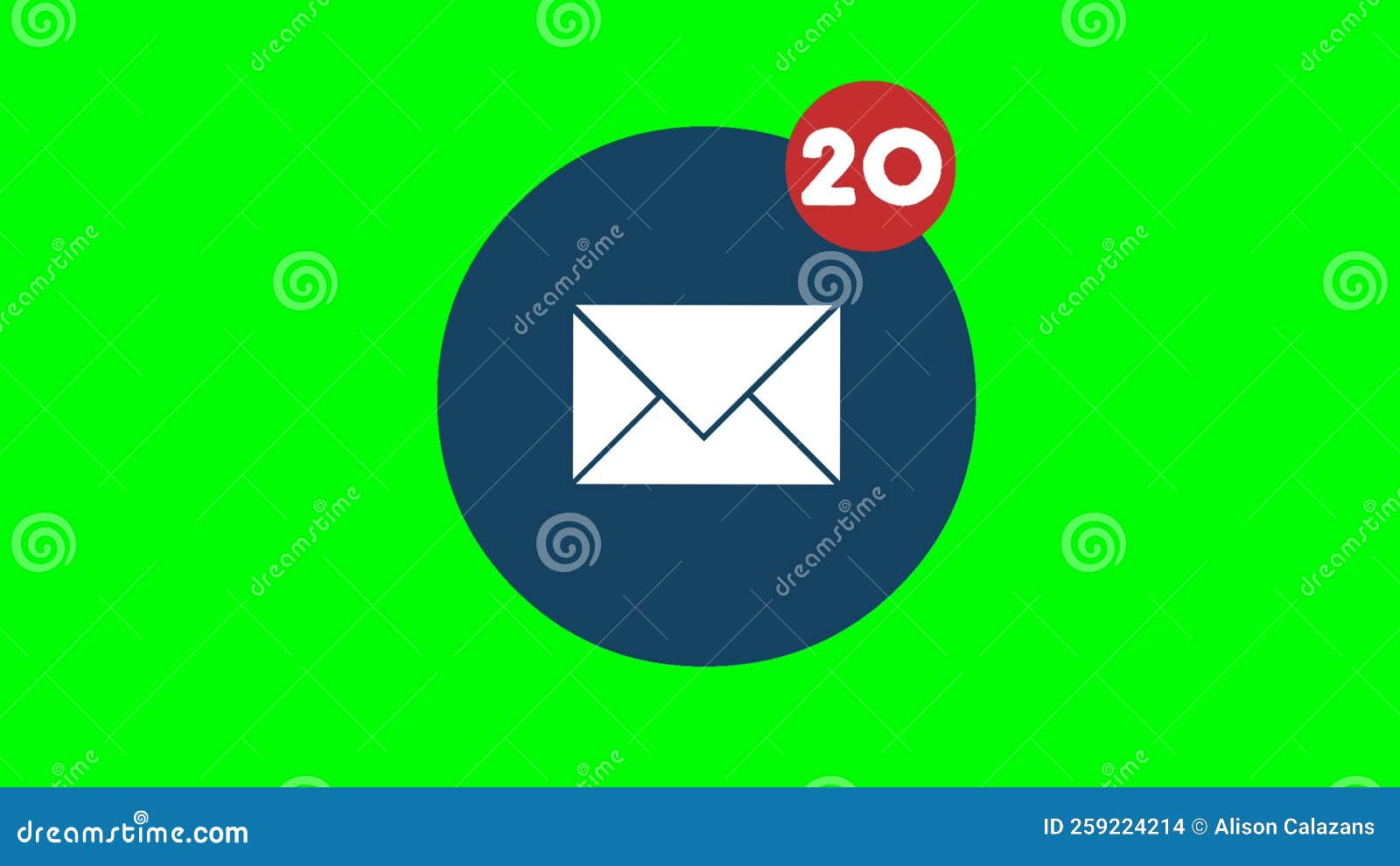 Notification on the Phone. New Messages on Messenger Icon on Green ...