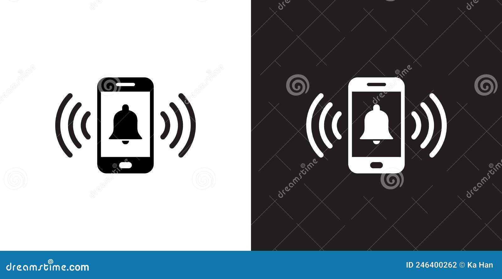 Notification, Ringing Bell Icon on Screen Smartphone. Vector ...