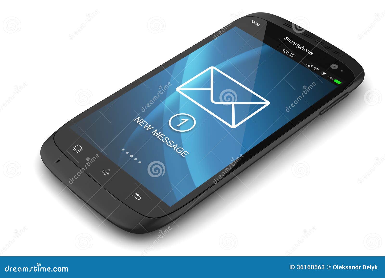 Notification of SMS on Display Modern Touchscreen Smartphone Stock ...
