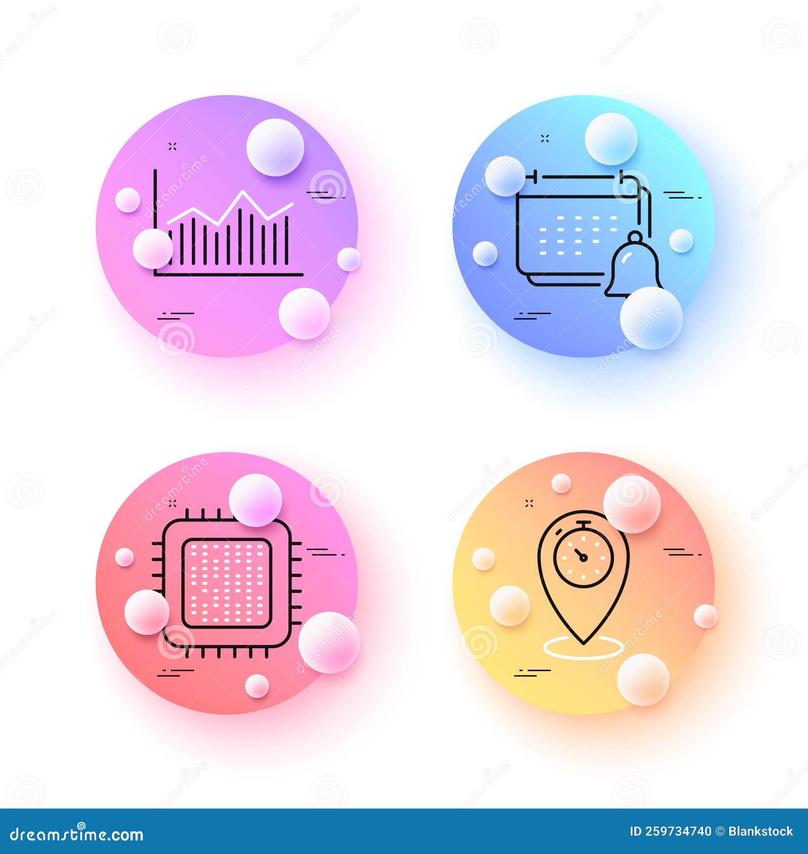 Notification, Timer and Money Diagram Minimal Line Icons. for Web ...