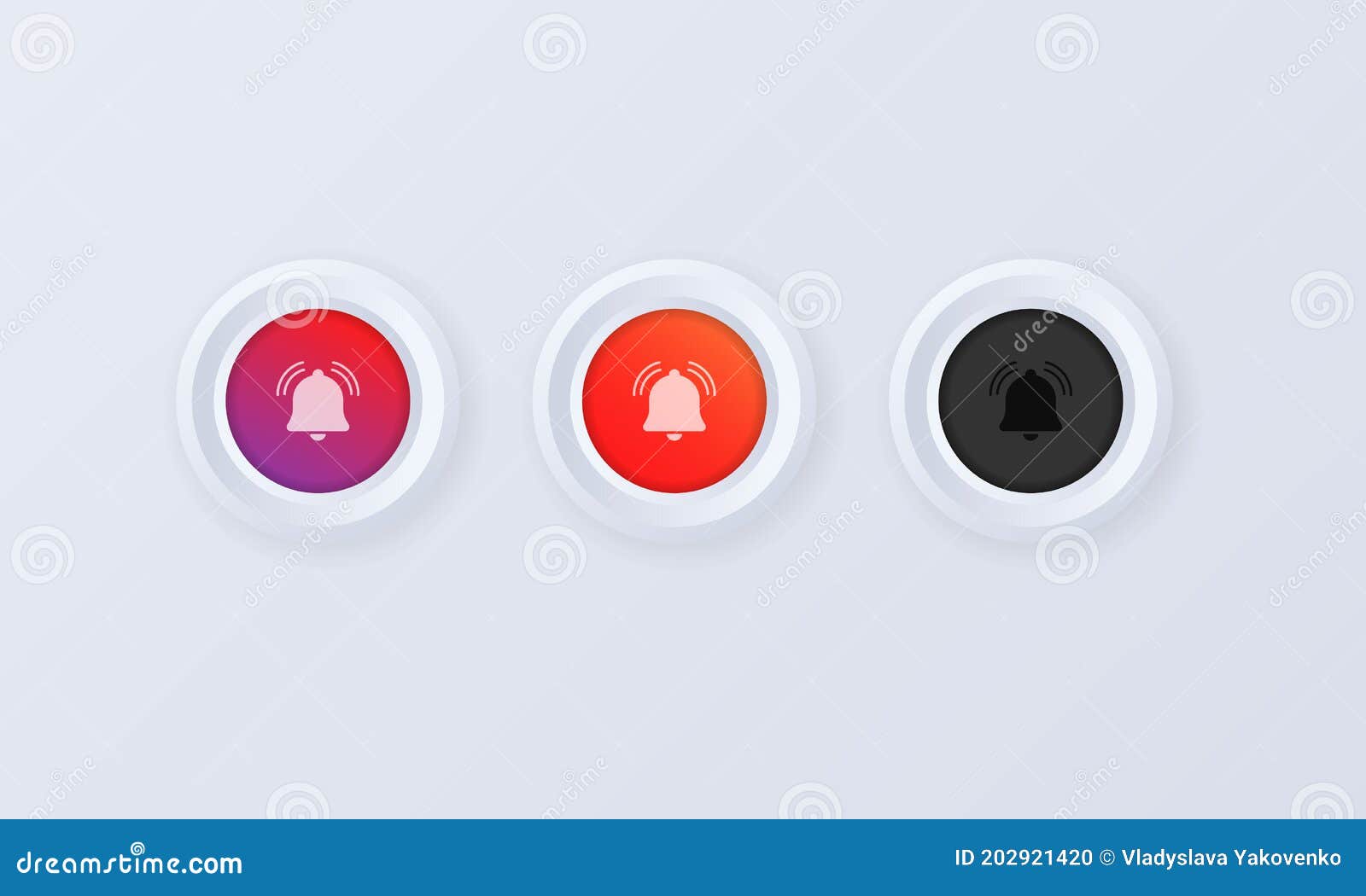Notifications Call Icon Set. Bell Button, Sign, Badge in 3d Style ...