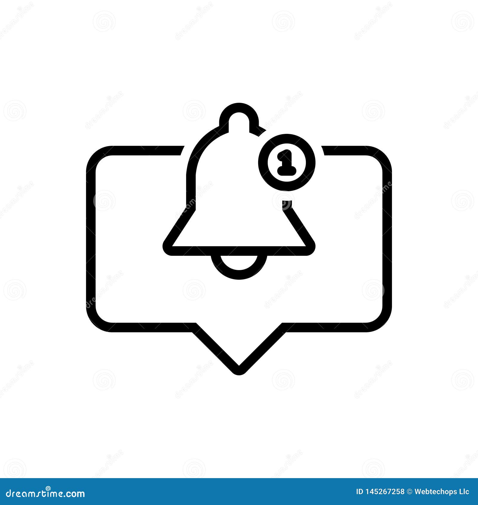 Black Line Icon for Notifications, Message and Reminder Stock Vector ...