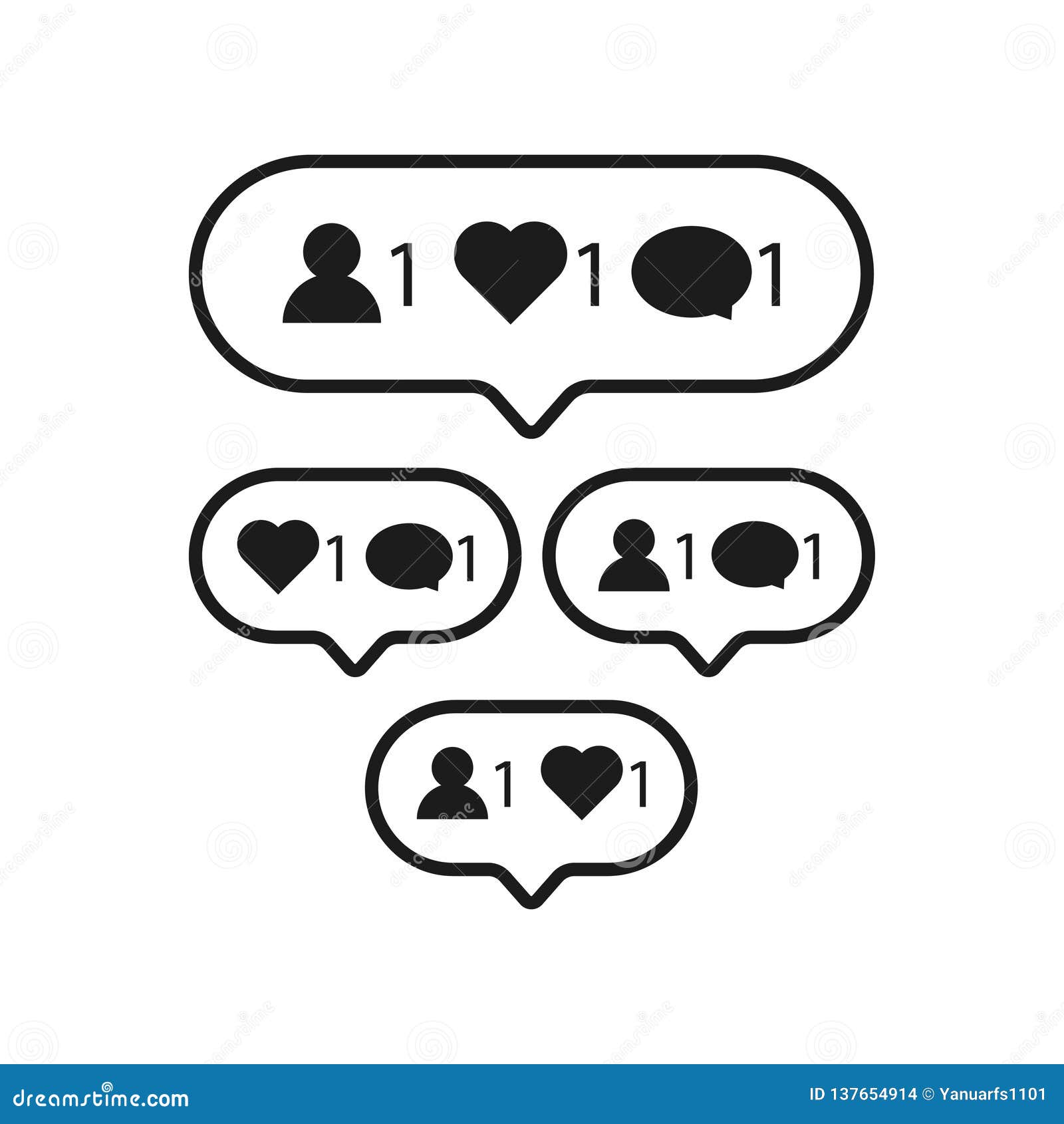 Notify Icon Set Template Vector. Notification Icon Vector Stock ...