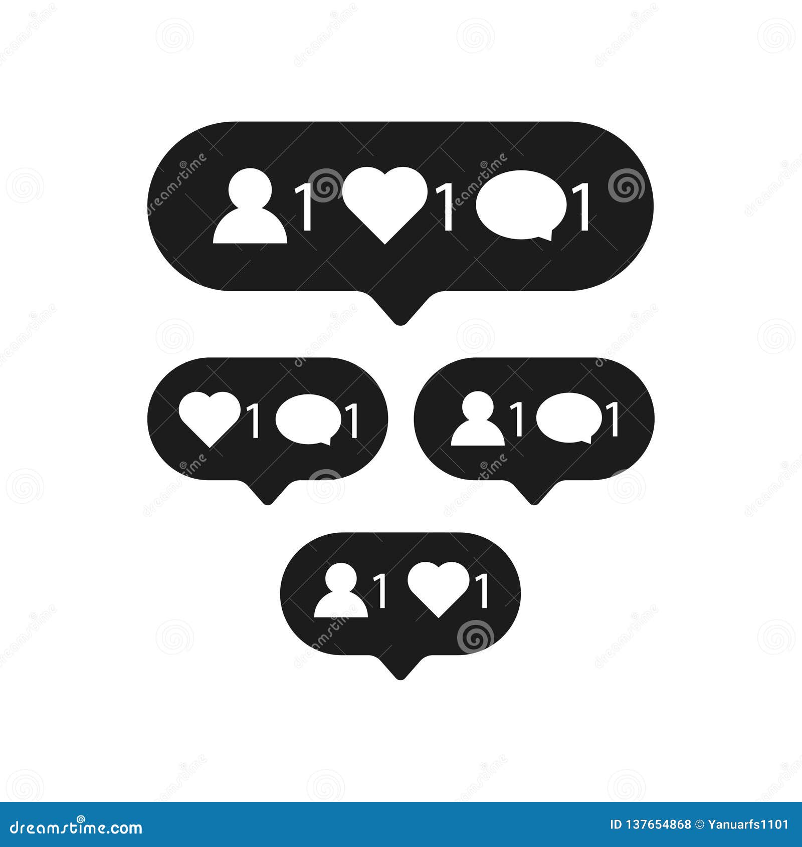 Notify Icon Set Template Vector. Notification Icon Vector Stock ...