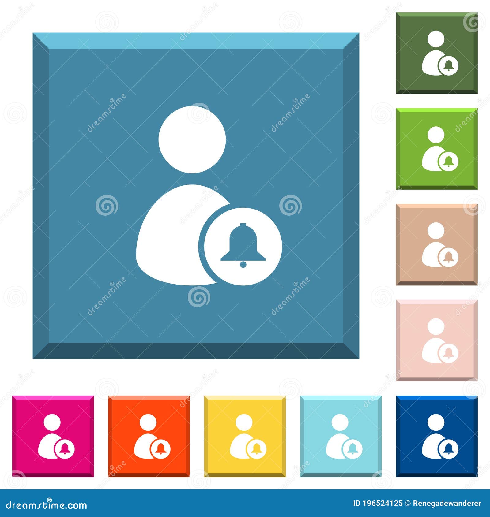 Notify User White Icons on Edged Square Buttons Stock Vector ...