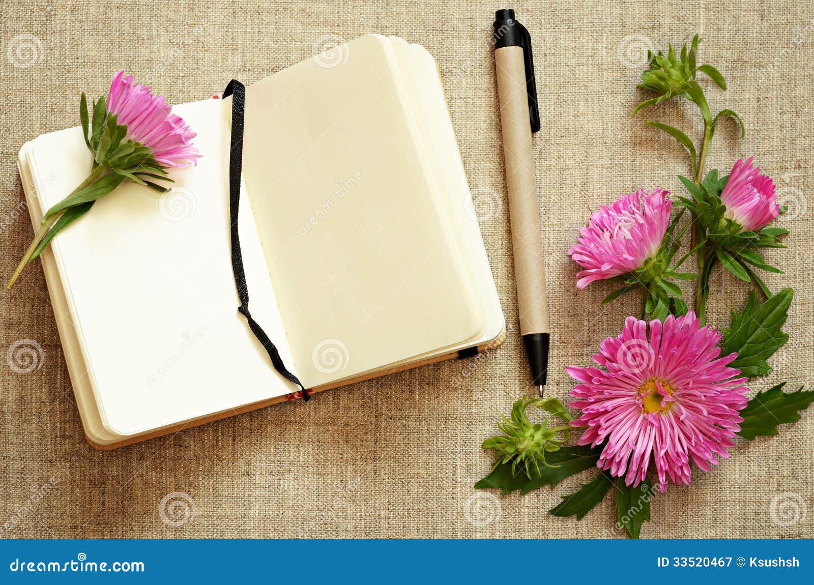 Notizbuch Und Ein Stift Mit Asterzusammensetzung Stockbild - Bild von ...