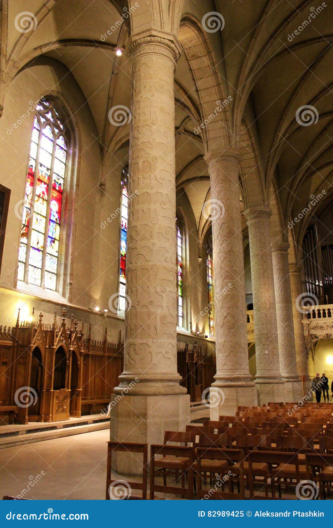 Notre-Dame Cathedral Columns, Luxembourg Editorial Image - Image of ...