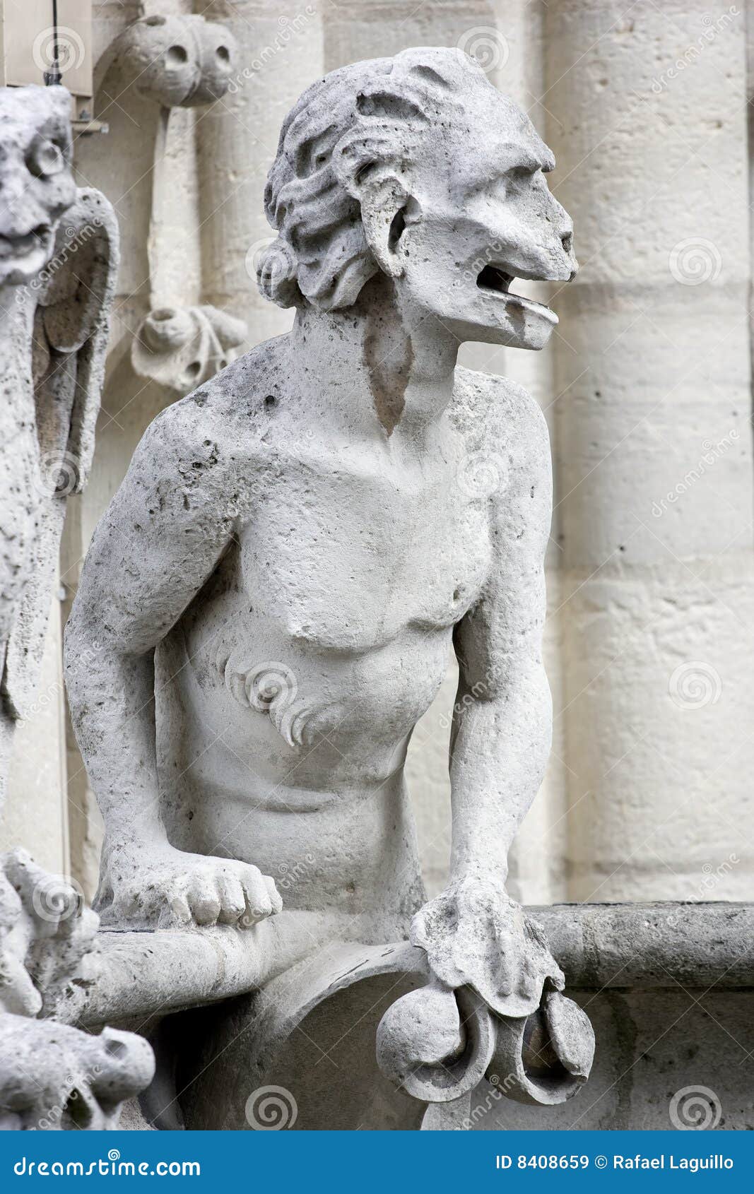 Chimera Or Grotesque In Black And White On Basilica Of Notre Dam ...