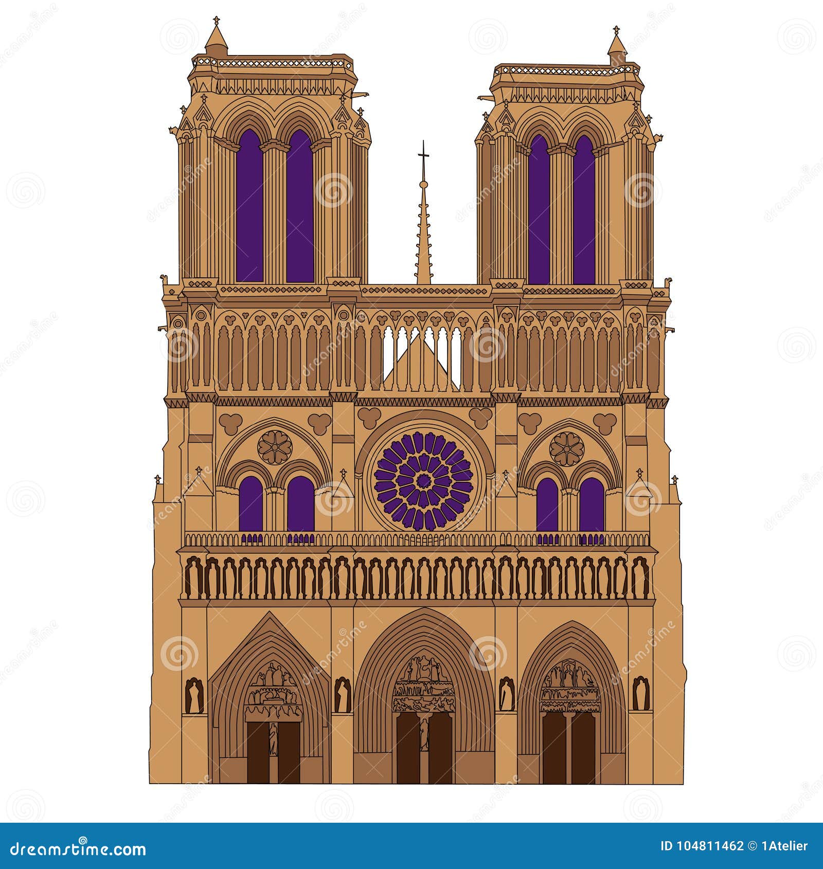 Notre Dame De Paris Cathedral Illustration. Stock Vector - Illustration ... Notre Dame De Paris Cathedral Illustration. Stock Vector - Illustration ...