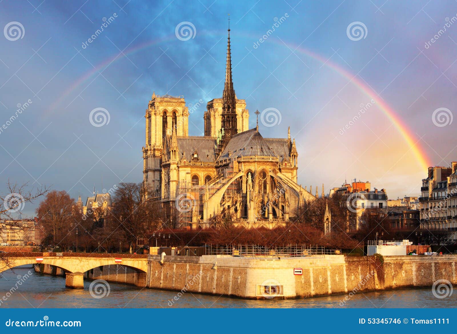 Notre Dame with Rainbow, Paris Stock Photo - Image of double, europe ...