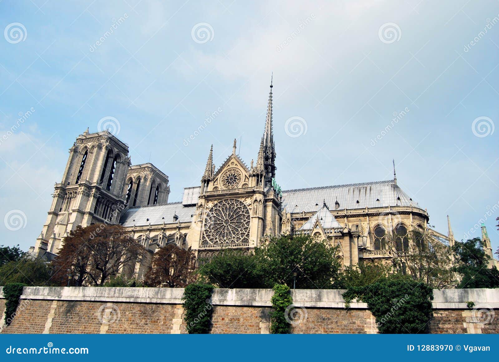 Notre Dame side view stock photo. Image of seine, landmark - 12883970
