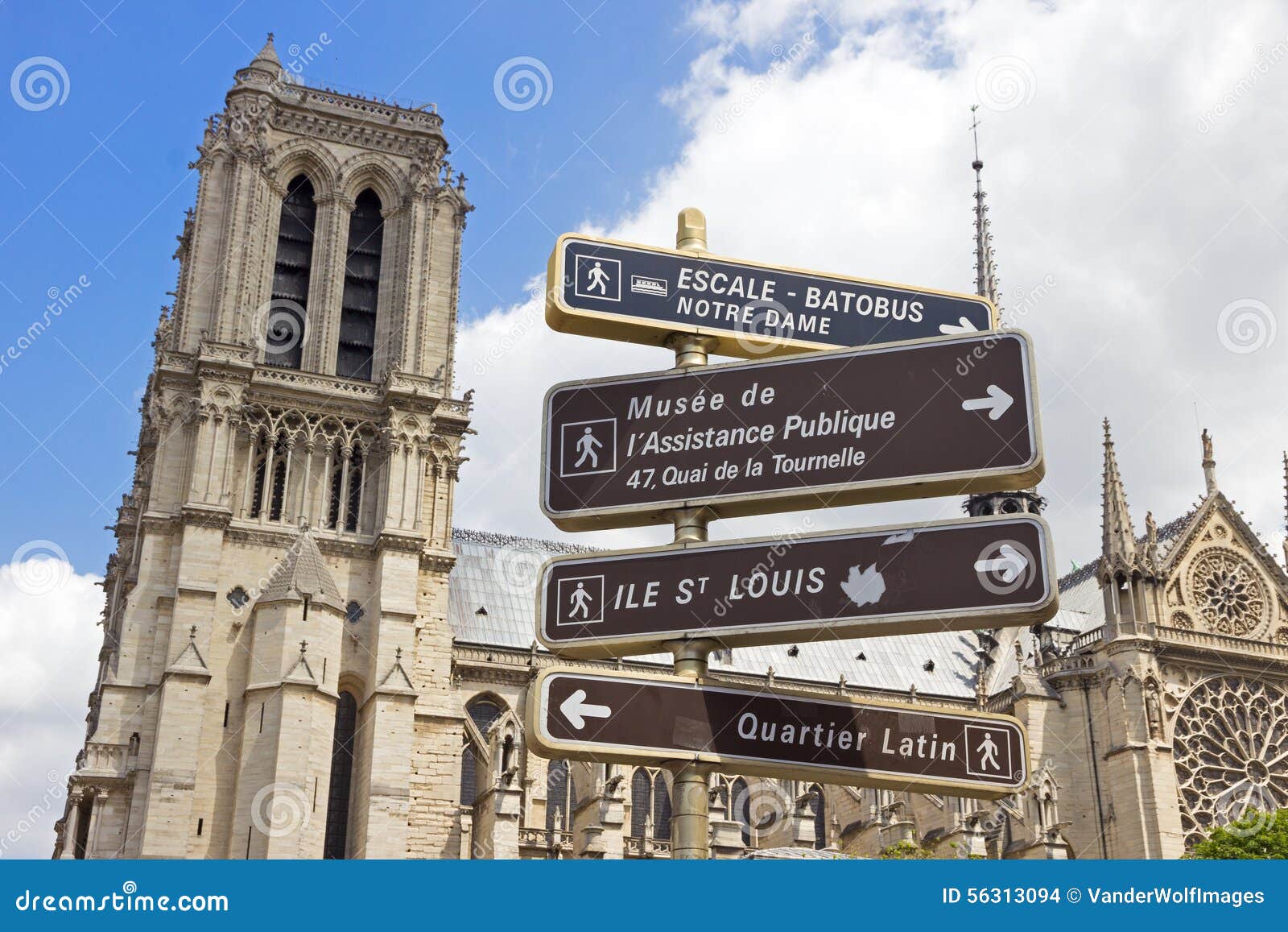 Notre Dame sign post stock photo. Image of travel, ancient - 56313094