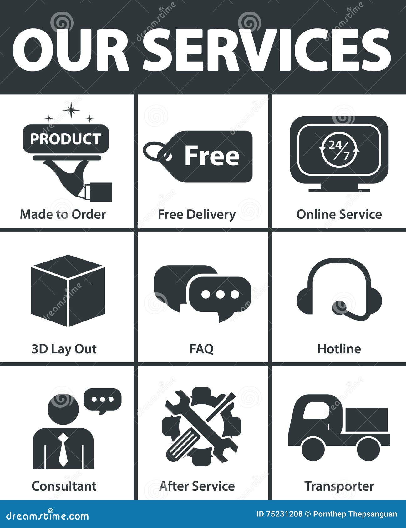 Notre Ensemble D'icône De Symbole De Services Illustration de Vecteur ...