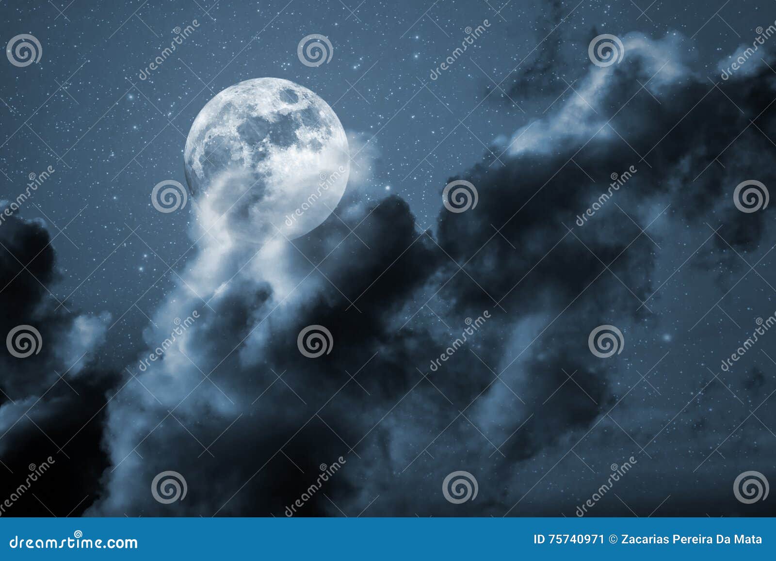 Notte Stellata Della Luna Piena Immagine Stock - Immagine di lunare ...