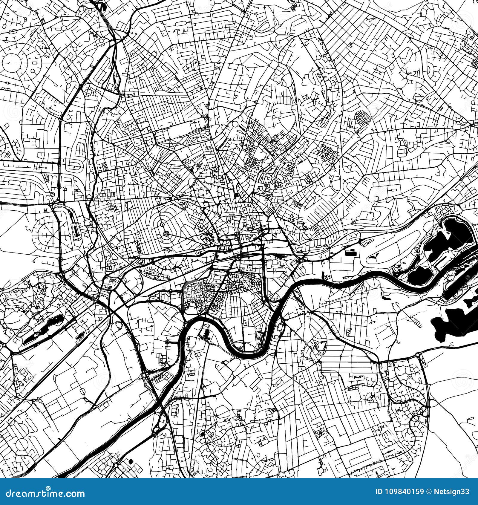 Nottingham Downtown Vector Map | CartoonDealer.com #109840159