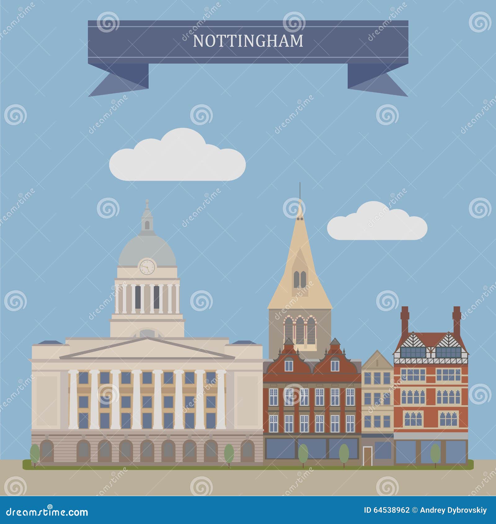 Nottingham, England vektor abbildung. Illustration von historisch ...