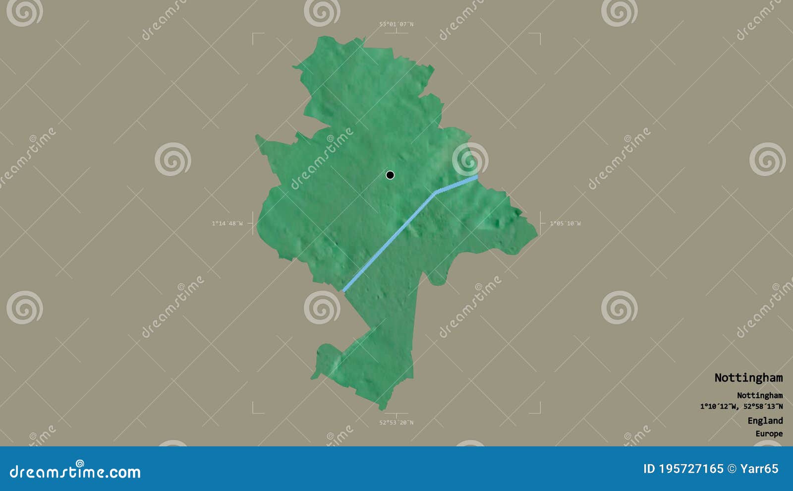 Nottingham - England. Bounding Box. Relief Stock Illustration ...