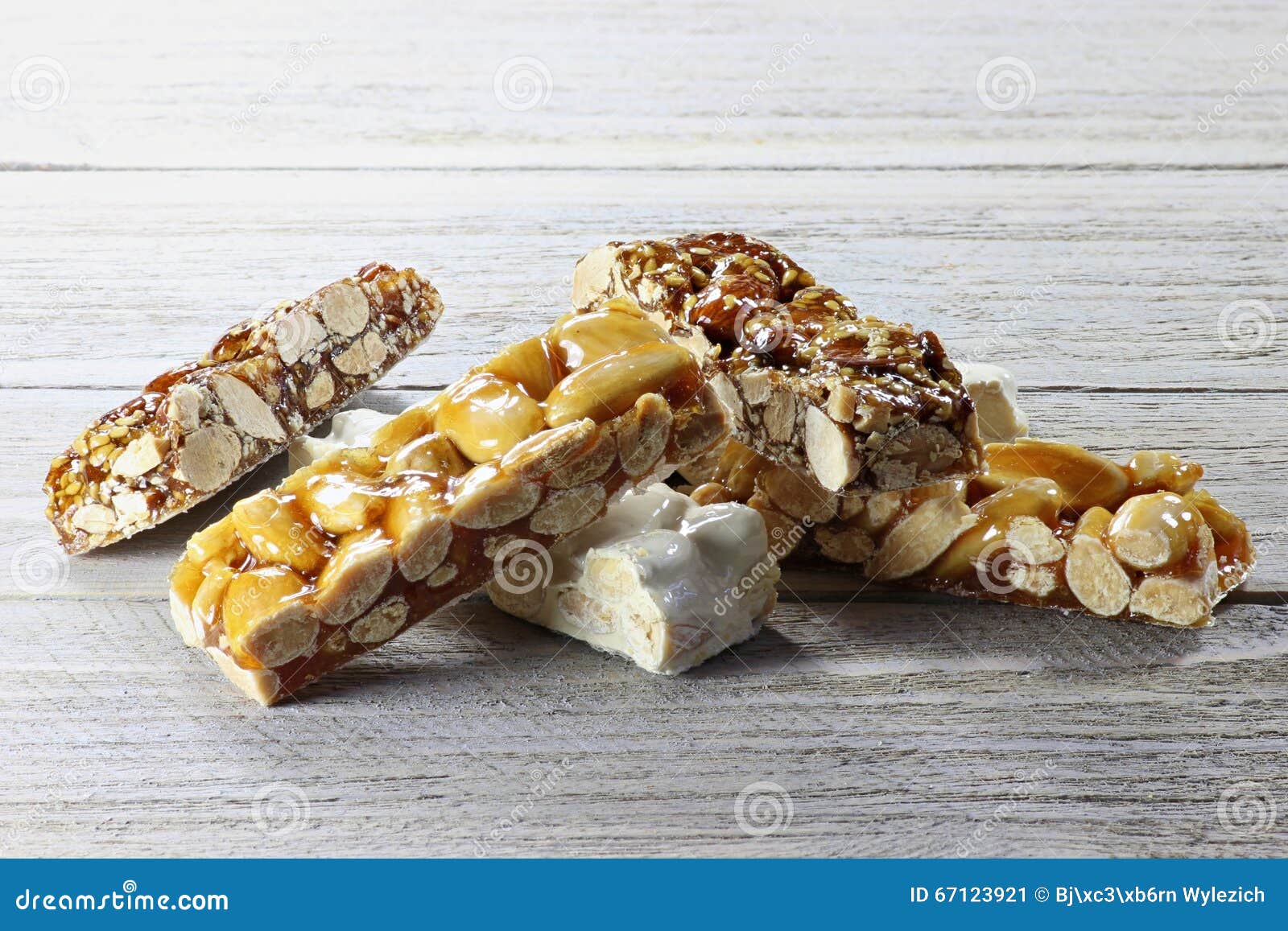 Nougat stock image. Image of almonds, table, wooden, gourmet - 67123921