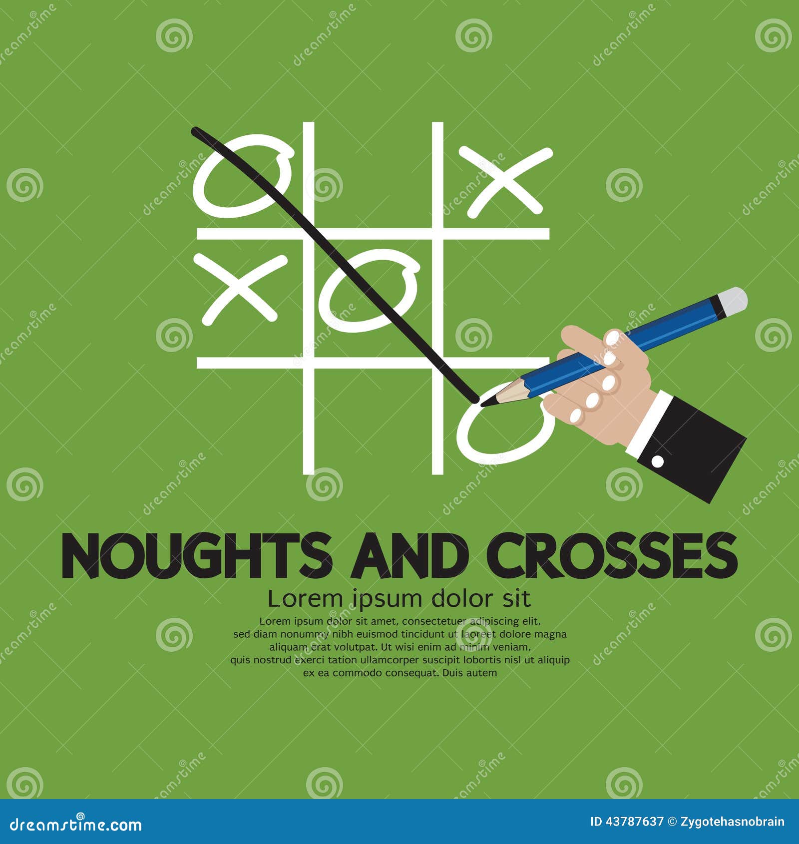 Noughts and Crosses stock vector. Illustration of drawing - 43787637