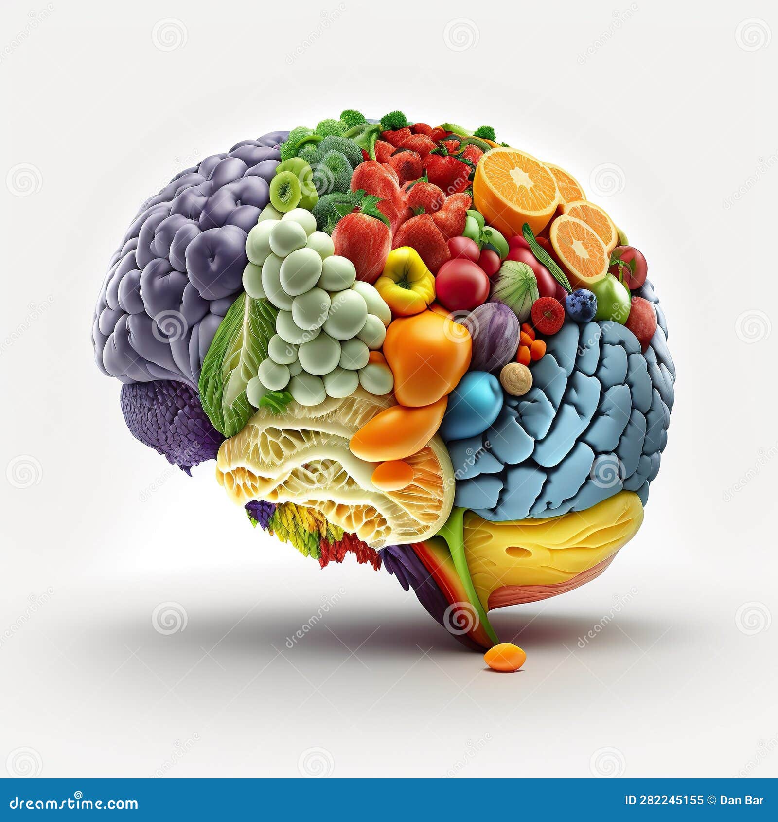Healthy Vegetable Brain Metaphor. Generative AI Stock Illustration ...