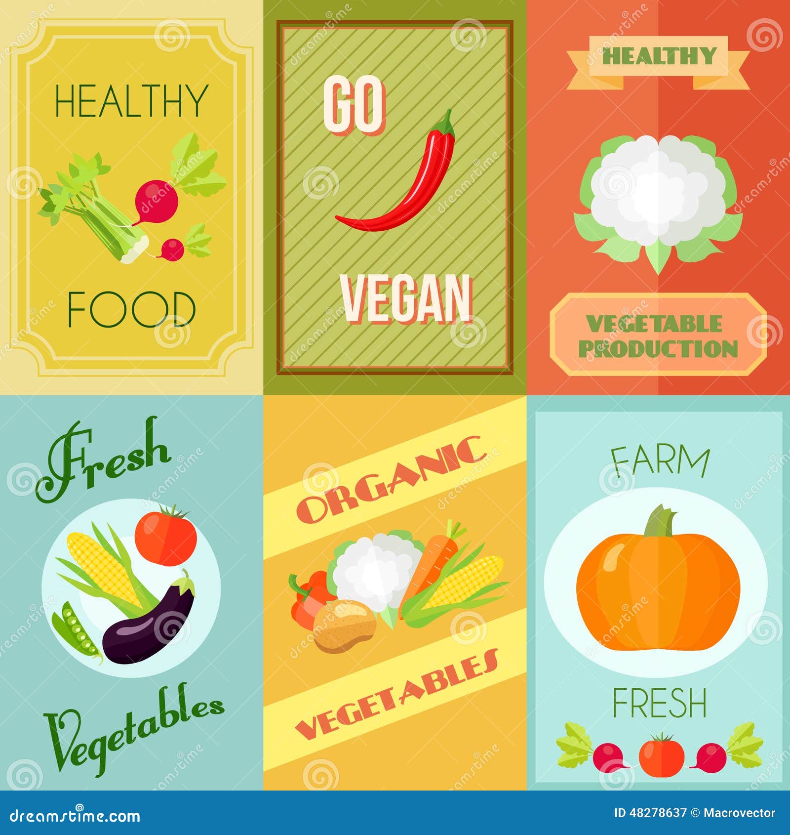 Nourriture Saine Mini Poster Set Illustration de Vecteur - Illustration ...
