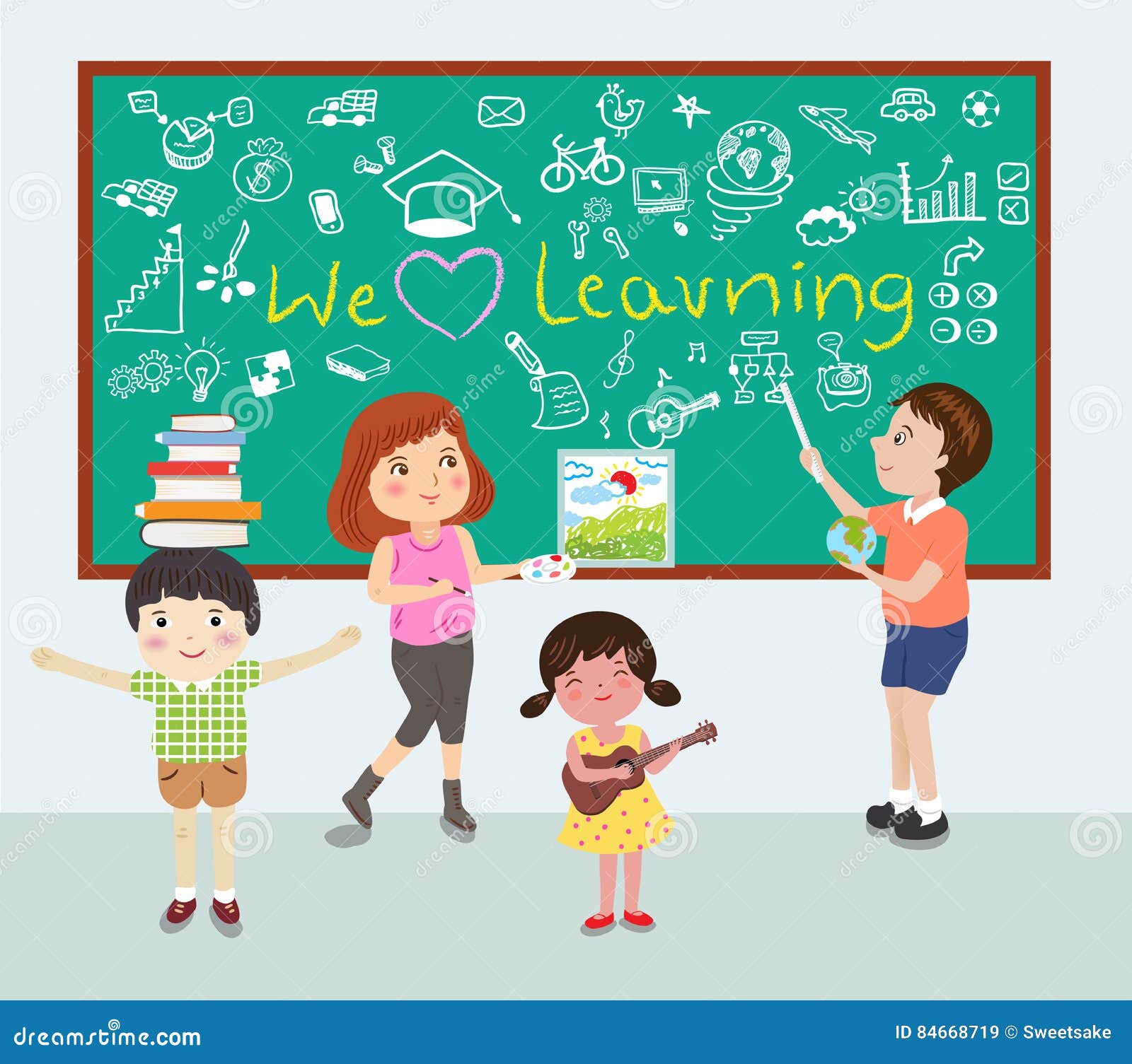 Nous Aimons Apprendre L'illustration Illustration Stock - Illustration ...