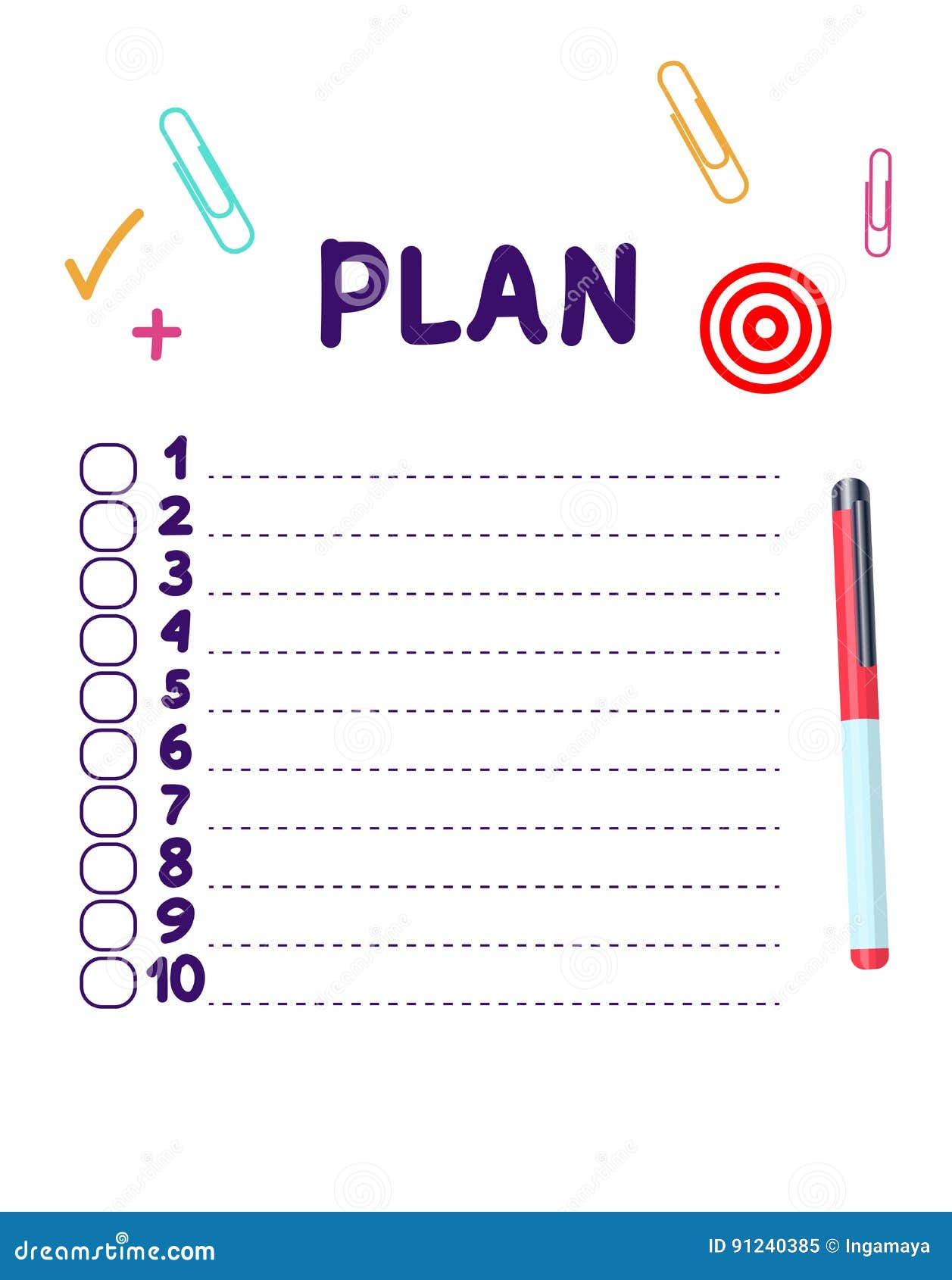 Nouvelle liste de plan illustration de vecteur. Illustration du bureau ...