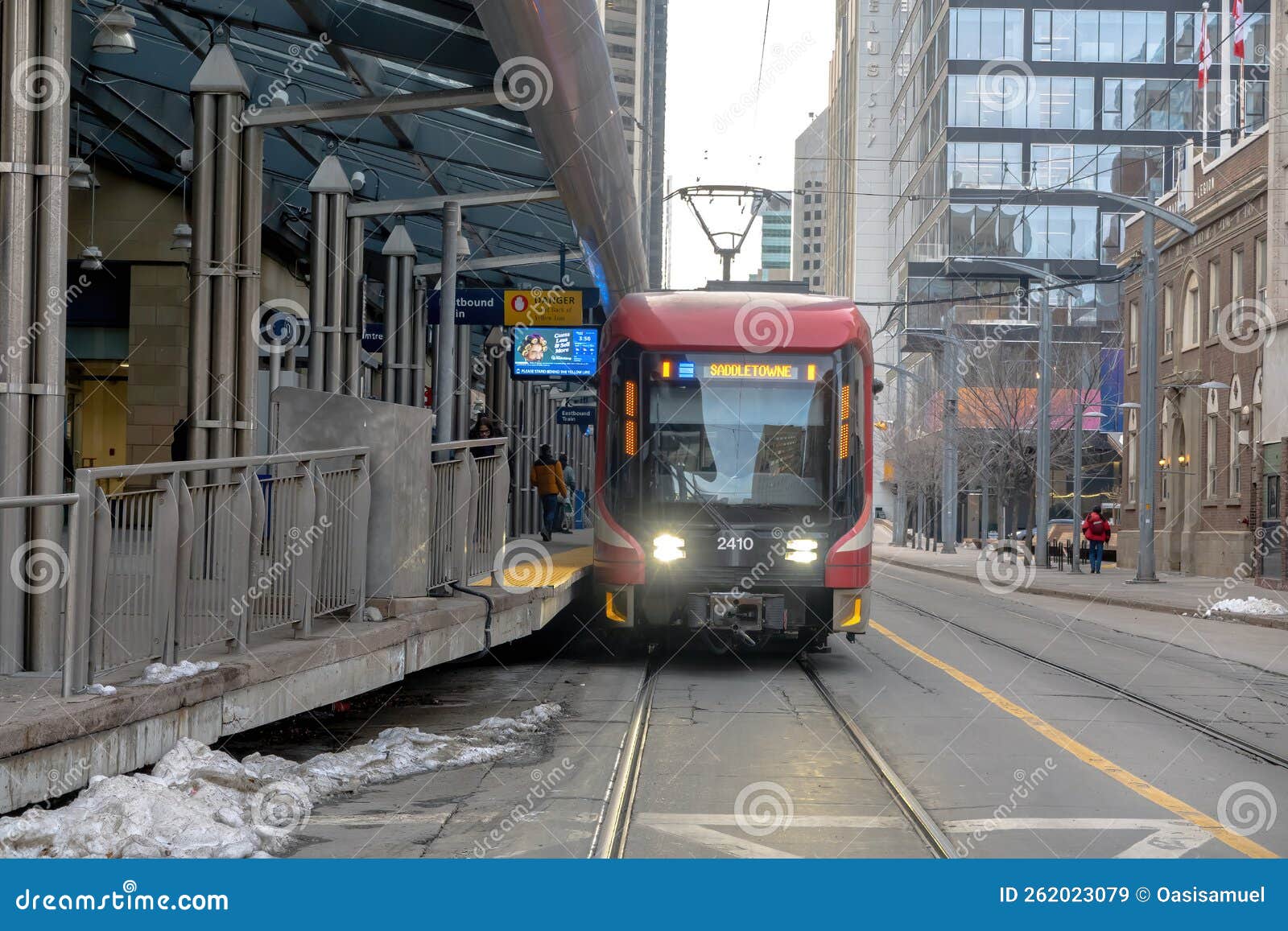 A C-train Metro System Saddletowne Direction in Downtown Editorial ...