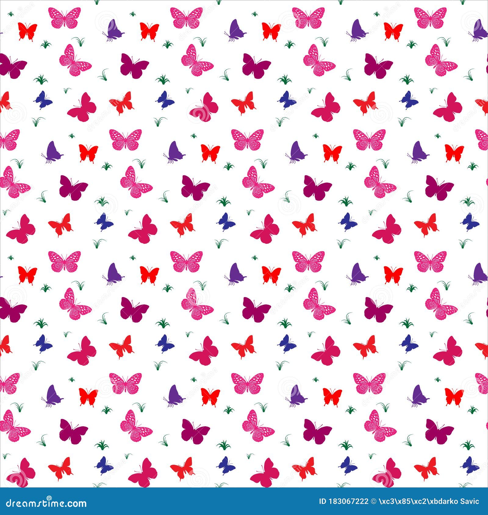 Butterflies Pattern Various Colors Vector Illustration Stock Vector ...