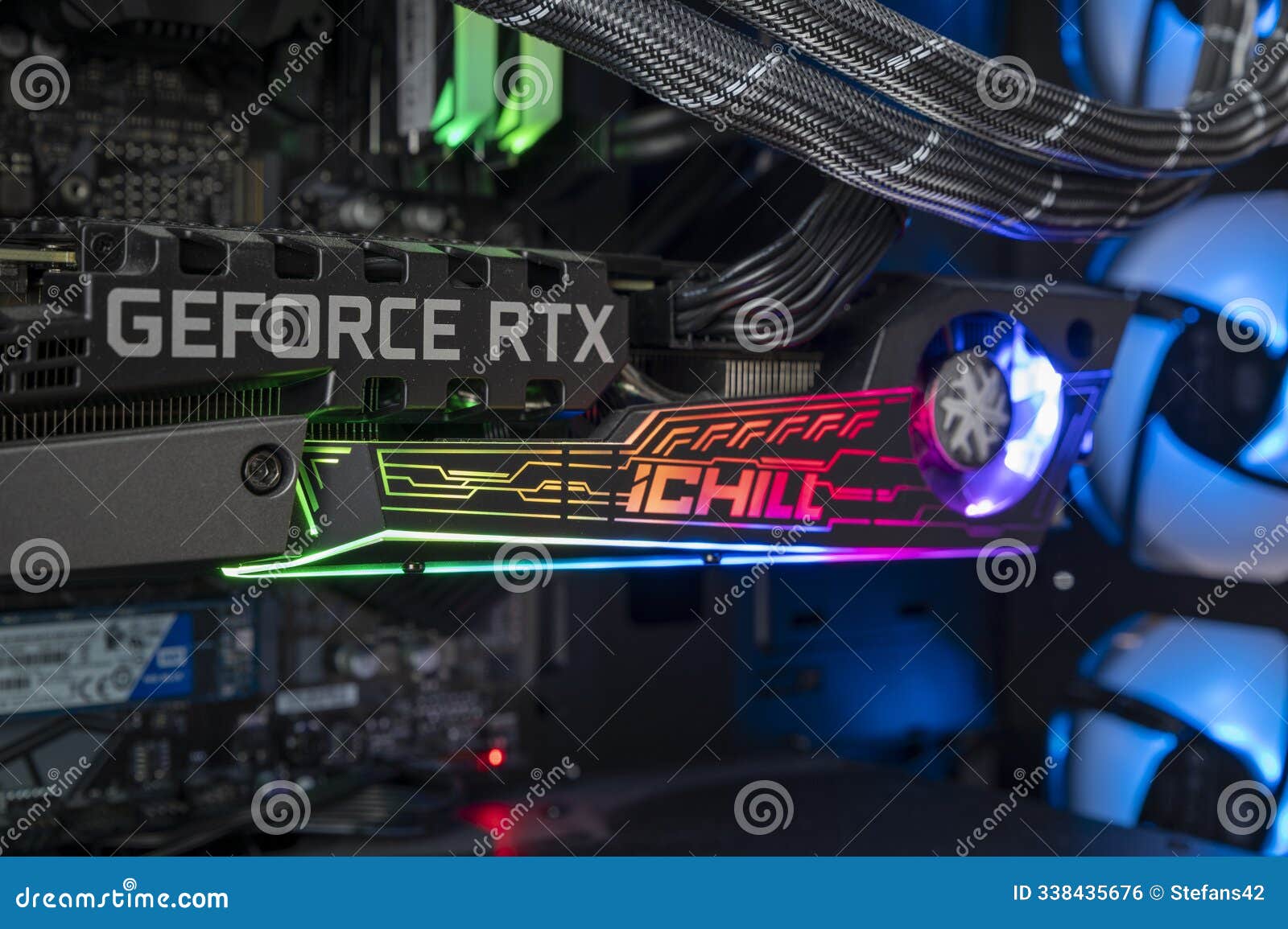 NVidia GeForce RTX 3080 Graphics Card Inside the Gaming PC Tower. GPU ...