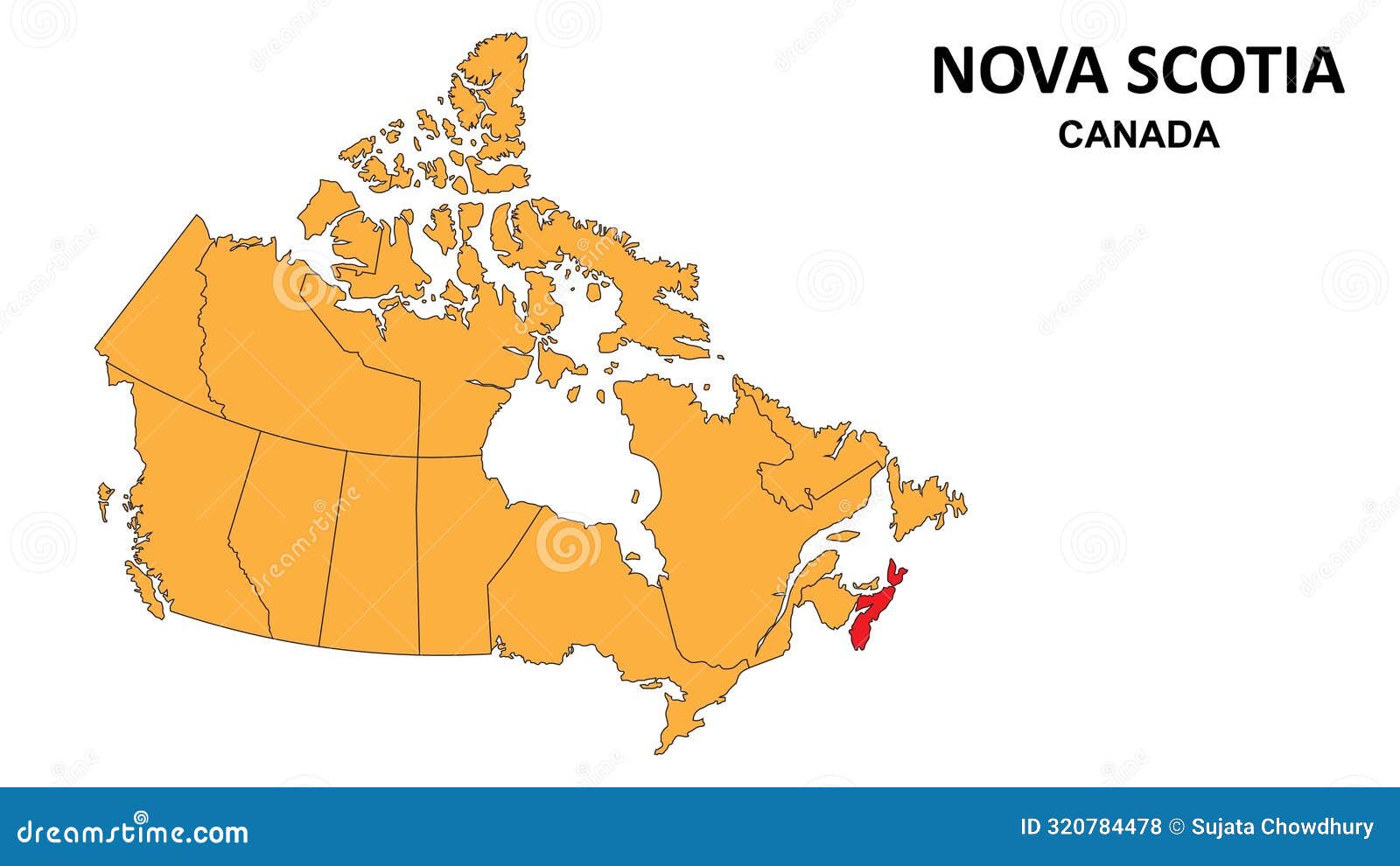 Nova Scotia Map is Highlighted on the Canada Map with Detailed State ...