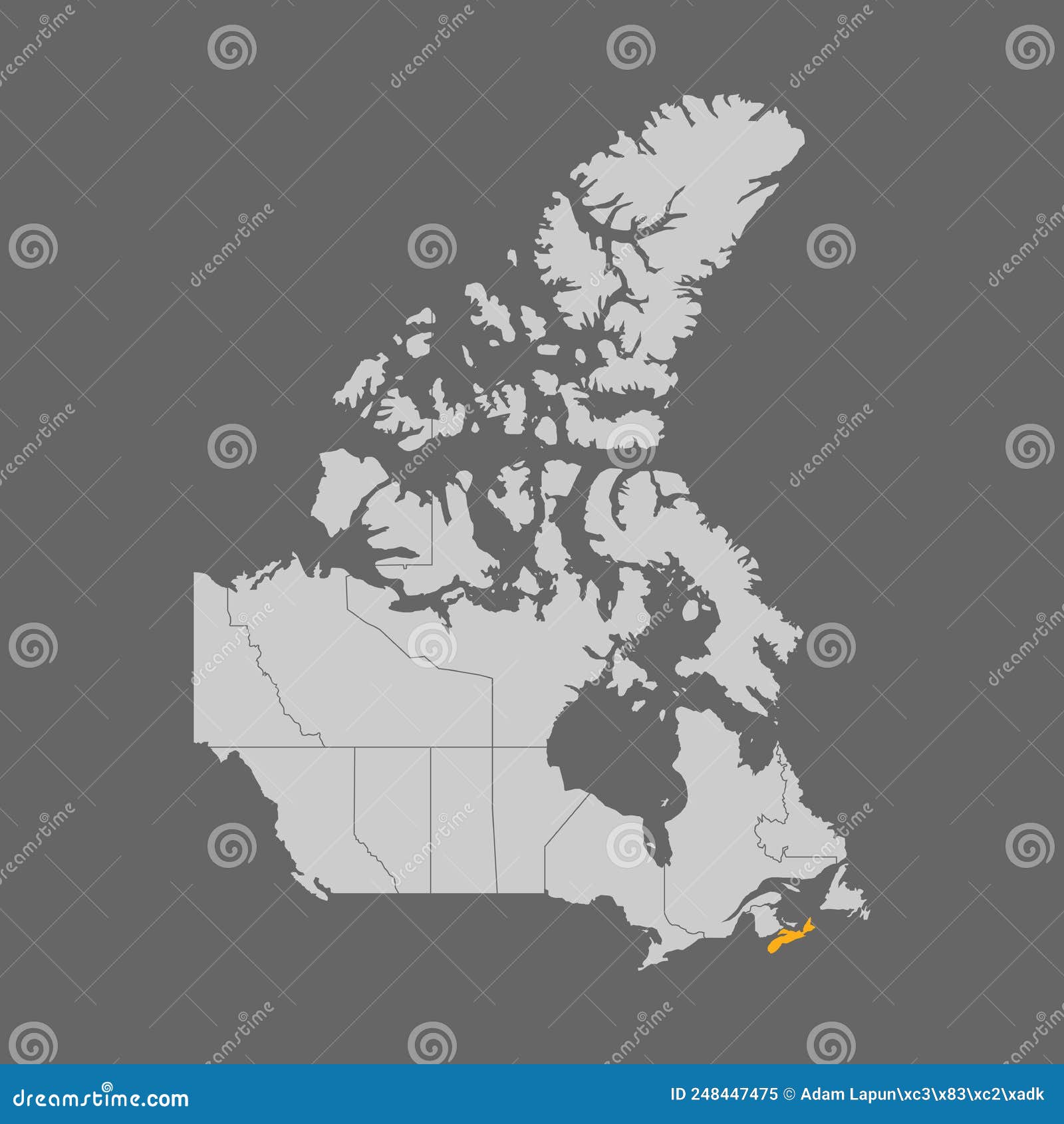 Nova Scotia Province Highlighted on Map of Canada Stock Vector ...