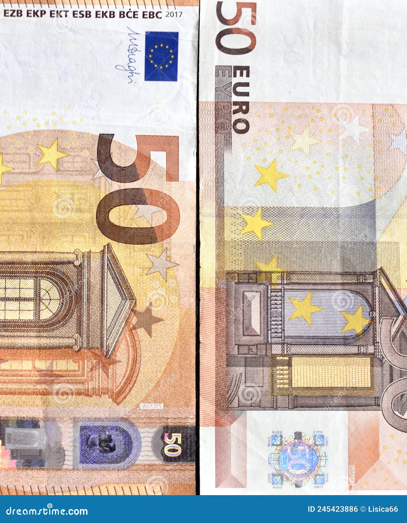 Novas E Antigas Notas De Euro 50 Euros Foto de Stock - Imagem de ...