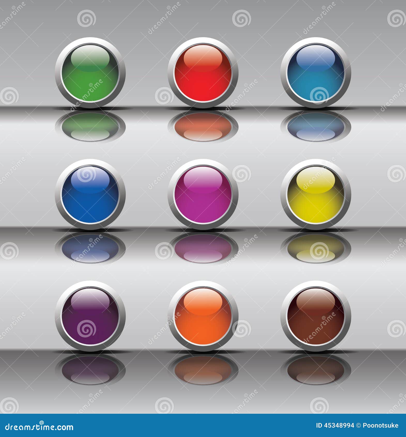 Nove icone del pulsante illustrazione vettoriale. Illustrazione di ...