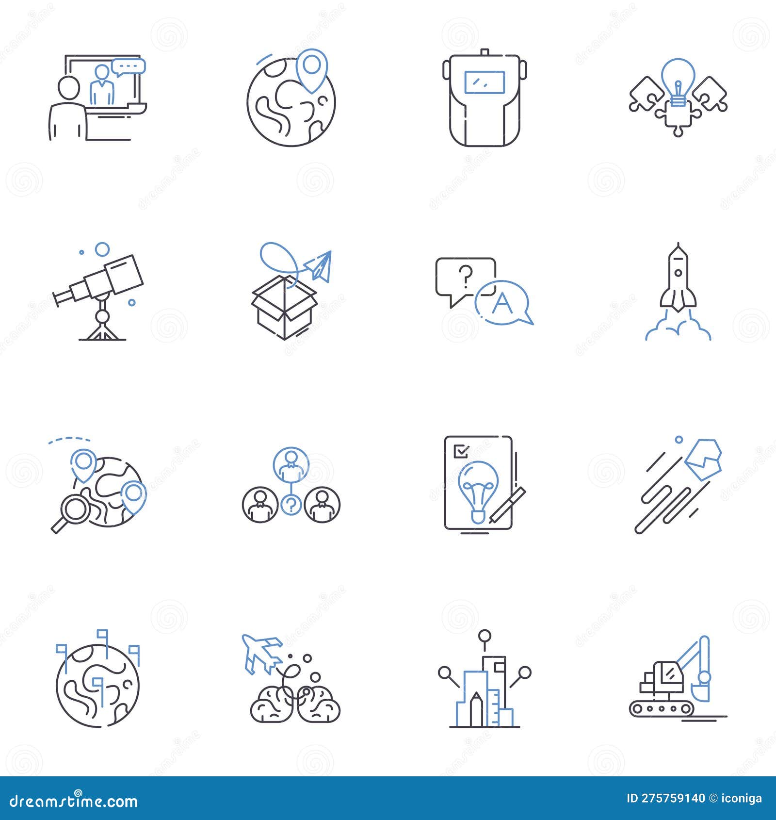 Novel Information Line Icons Collection Plot Character Theme