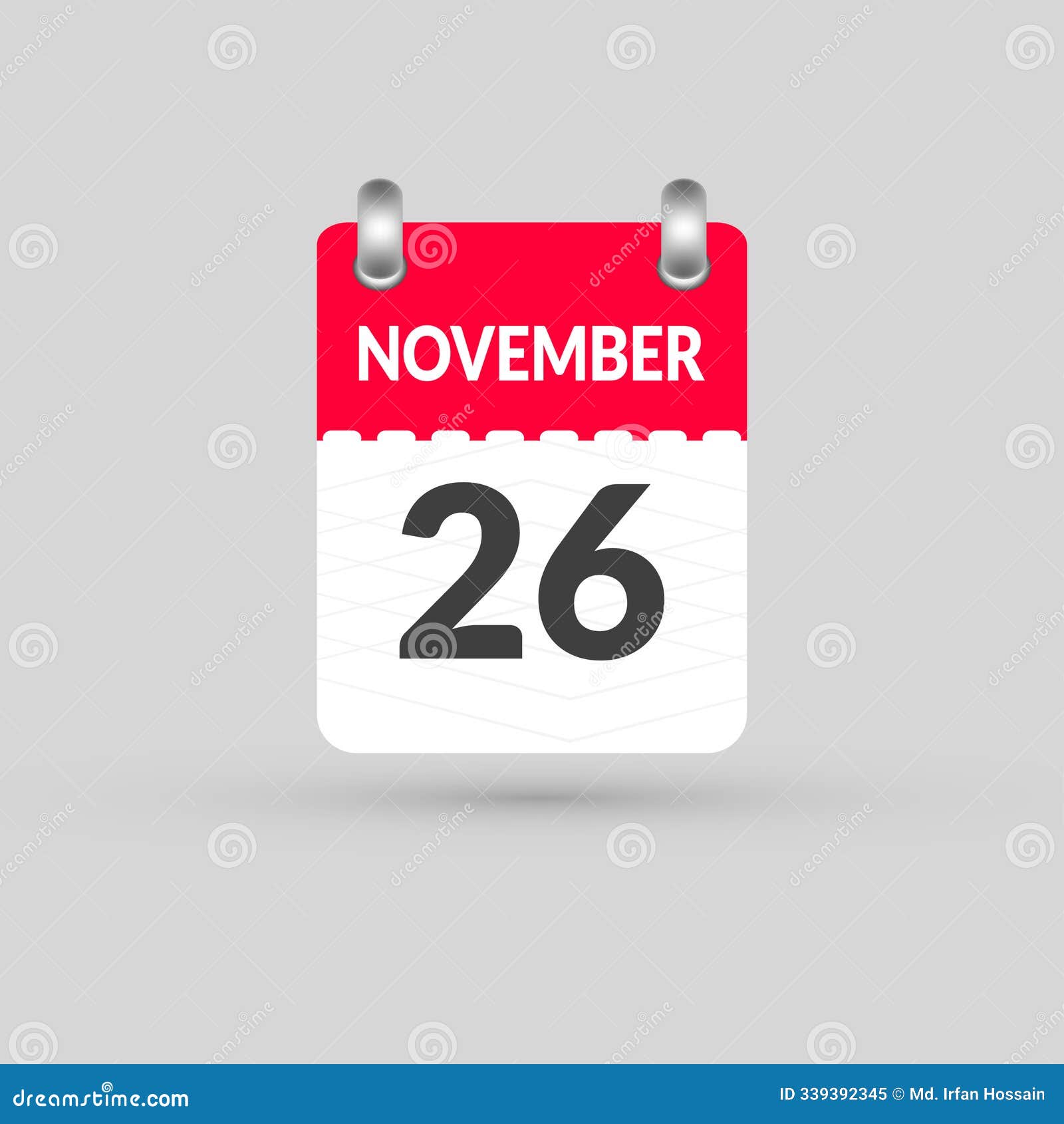November 26 Calendar Date, Month Icon Stock Vector - Illustration of ...